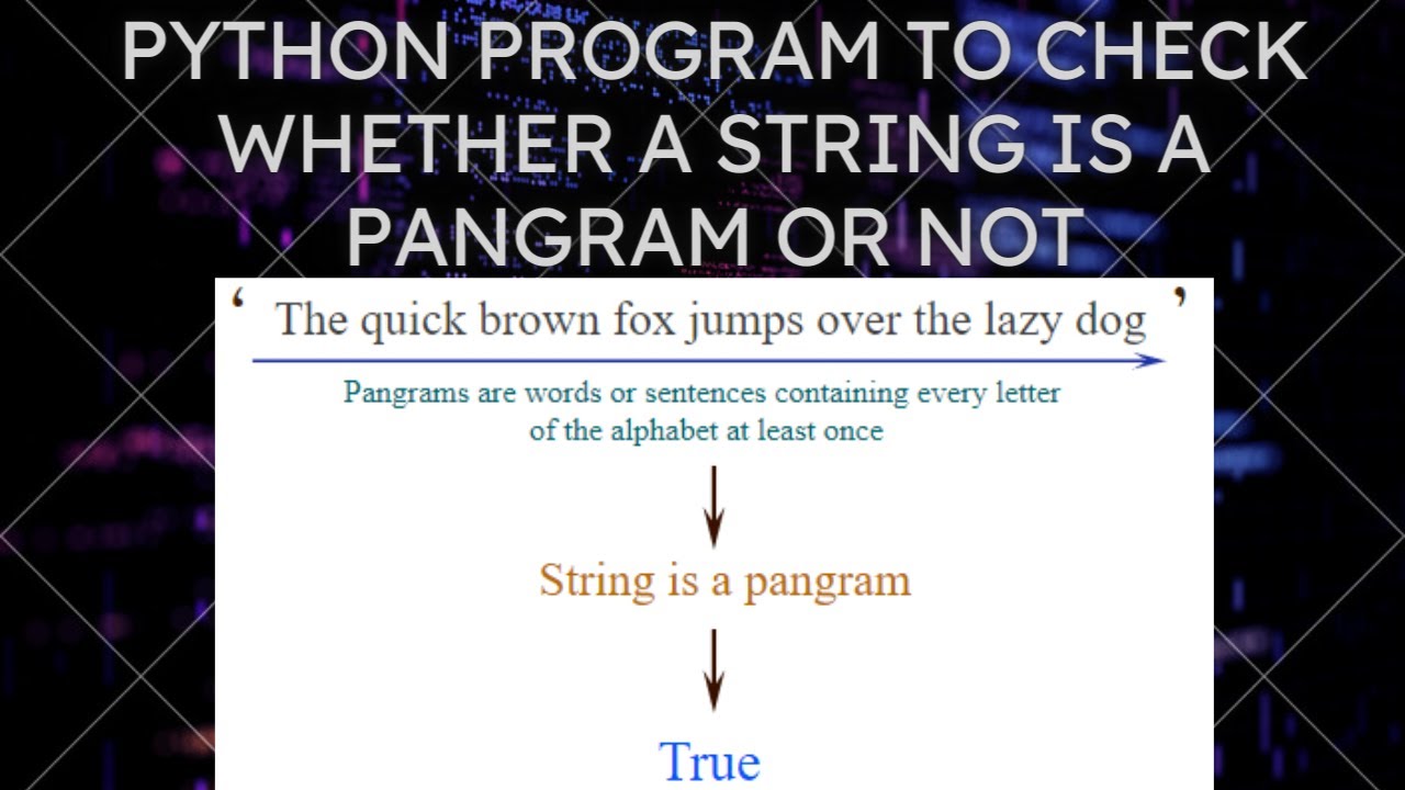 Python Program To Check Whether A String Is A Pangram Or Not Python
