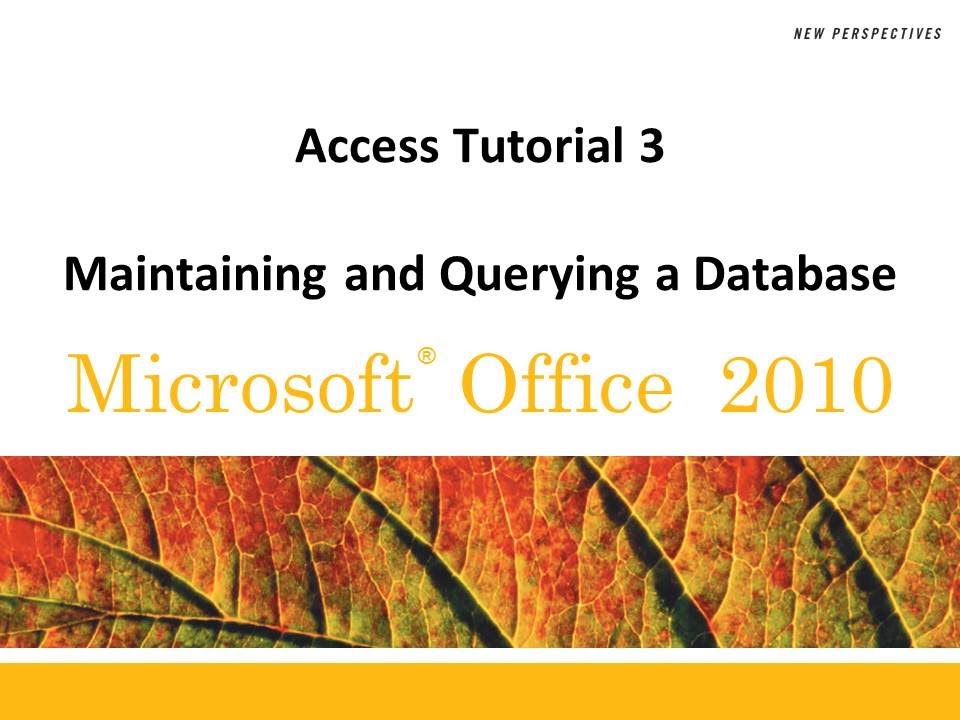 Cmis 101 Access Project 2 Tutorial 3 Case Problem 1 Using Sam