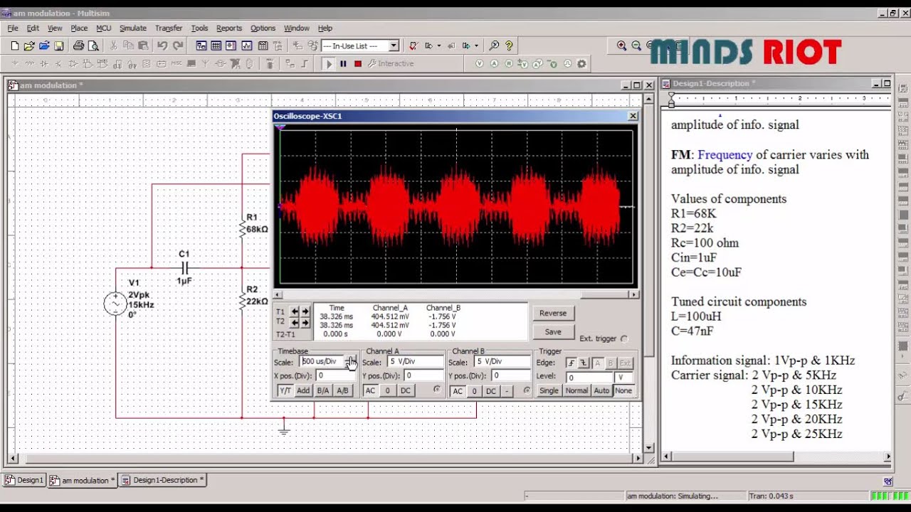 Amplitude Modulation Practical Simulation On Multisim Am Youtube