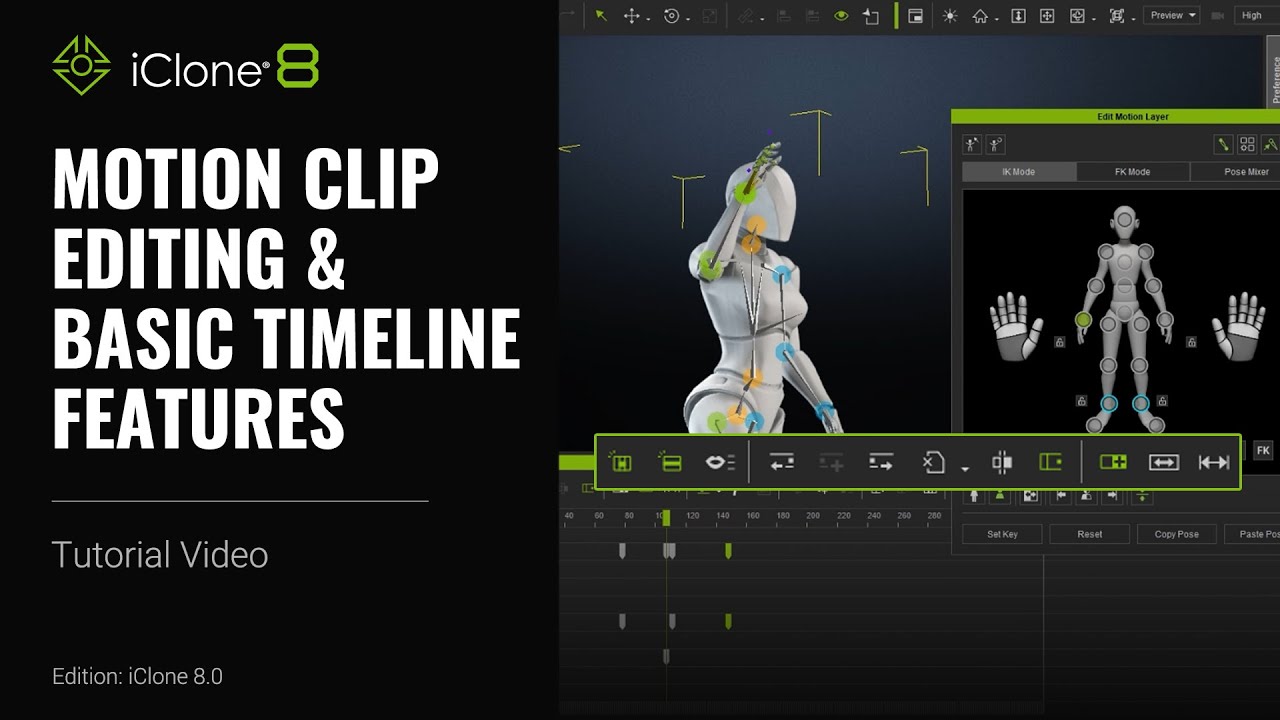 Motion Clip Editing Basic Timeline Features Iclone 8 Tutorial Youtube