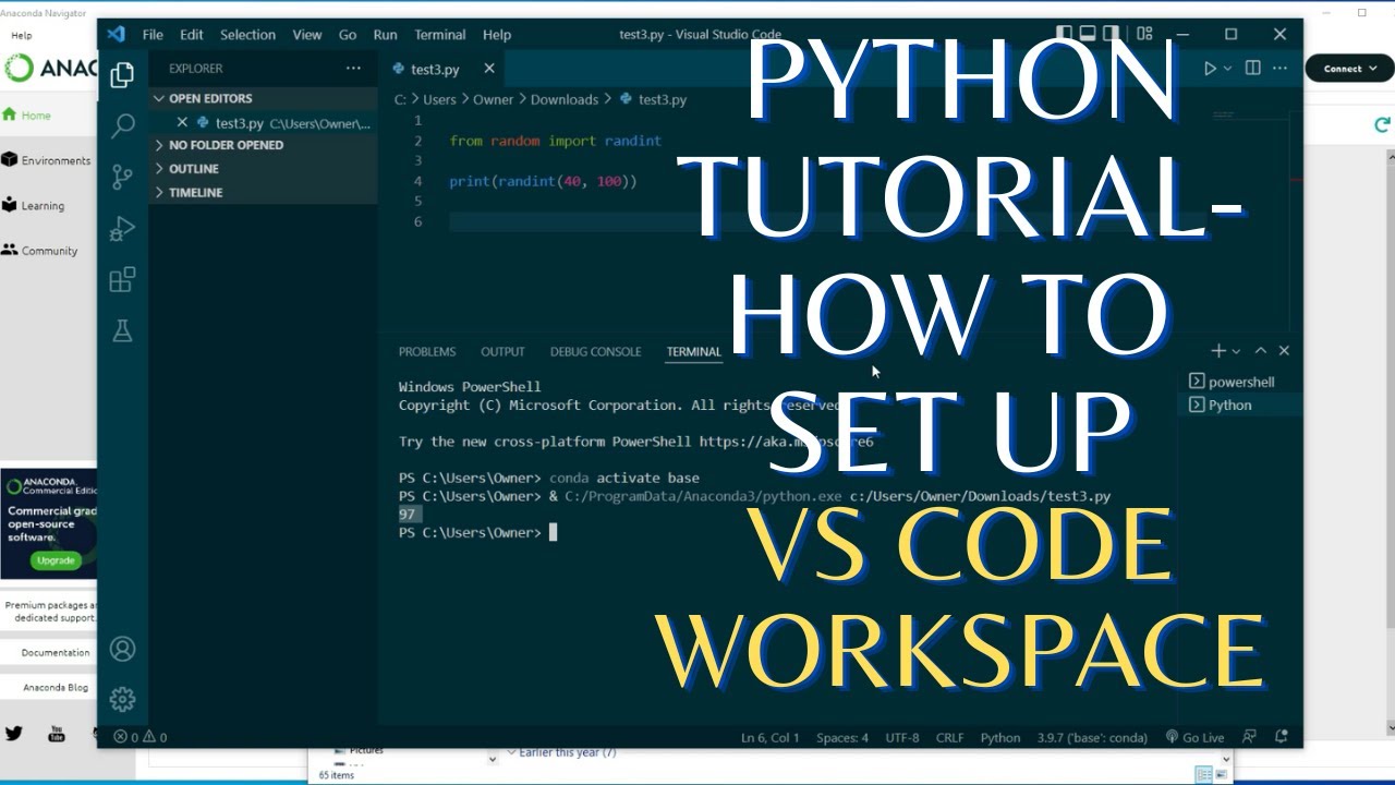 Python Tutorial How To Set Up Vs Code Workspace Python For