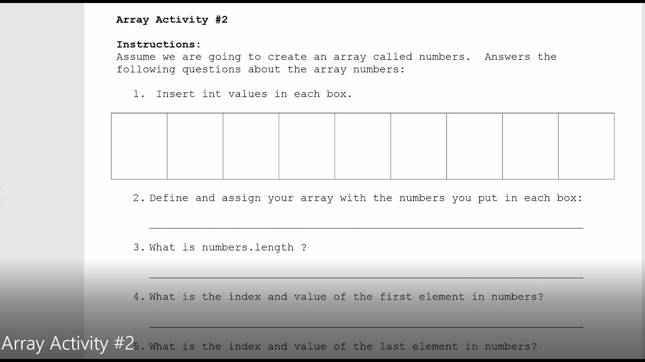 Java Lesson 79 Array Activity 2 Youtube