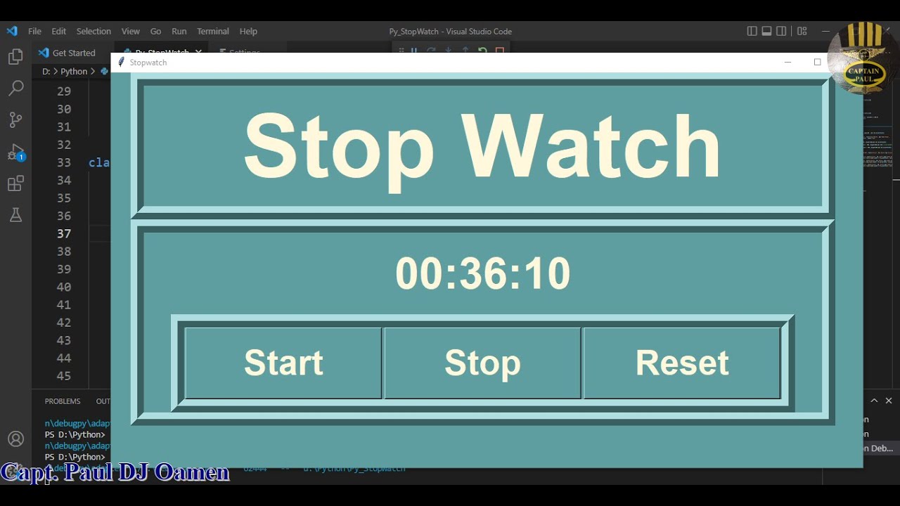 How To Create A Stop Watch In Visual Studio Code Using Python Youtube