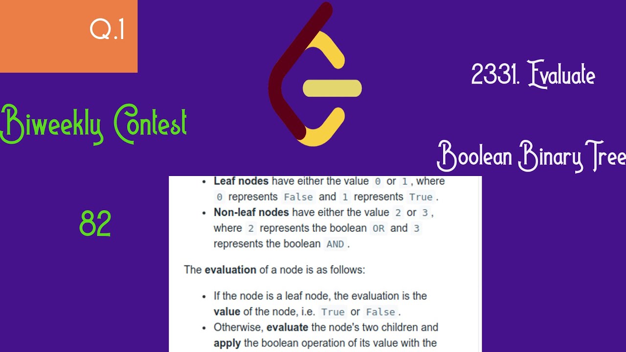 2331 Evaluate Boolean Binary Tree Youtube