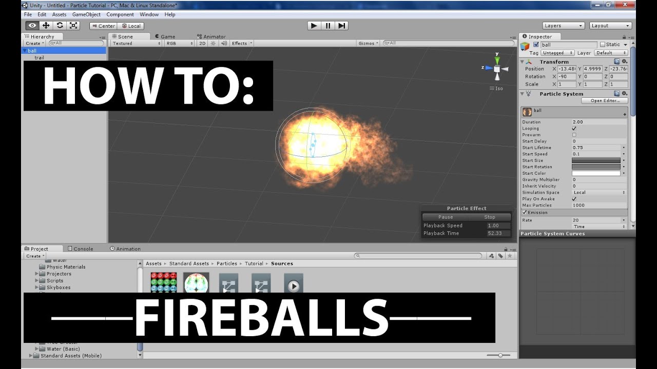 How To Basic Fireballs In Unity Youtube