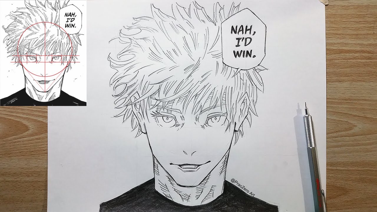 How To Draw Gojo Nah I D Win Step By Step Jujutsu Kaisen Youtube