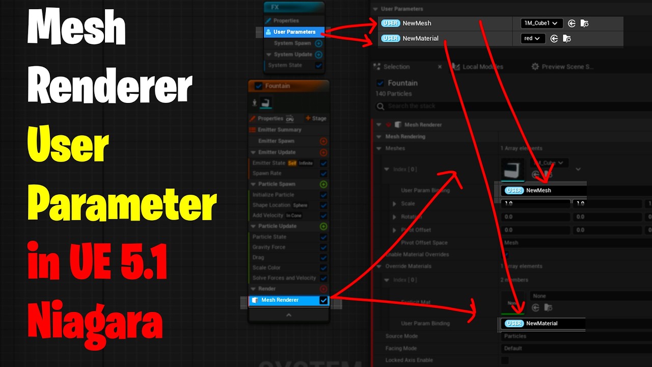 Mesh Renderer User Parameter In Unreal Engine 5 1 Niagara Preview Of