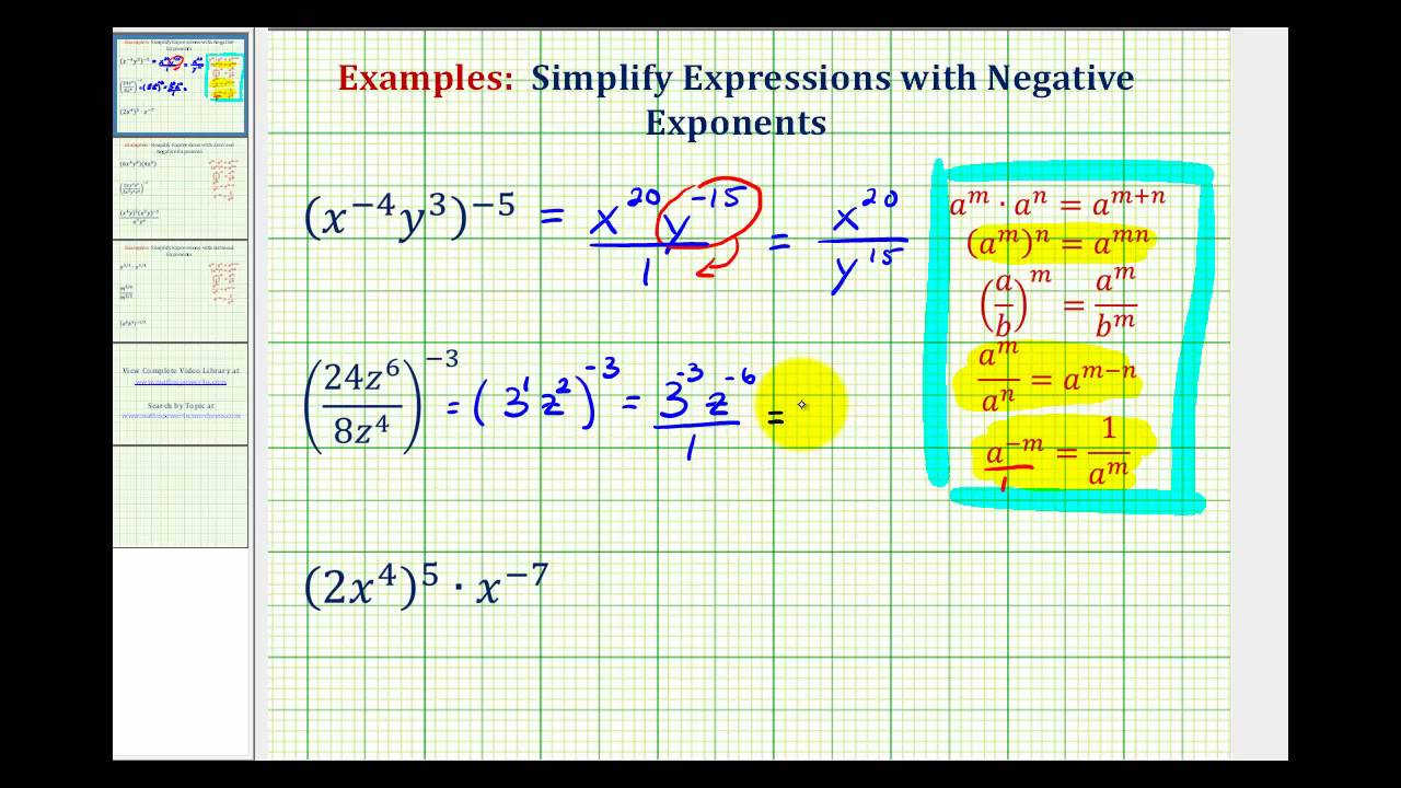 Ex 4 Simplify Expressions With Negative Exponents Youtube