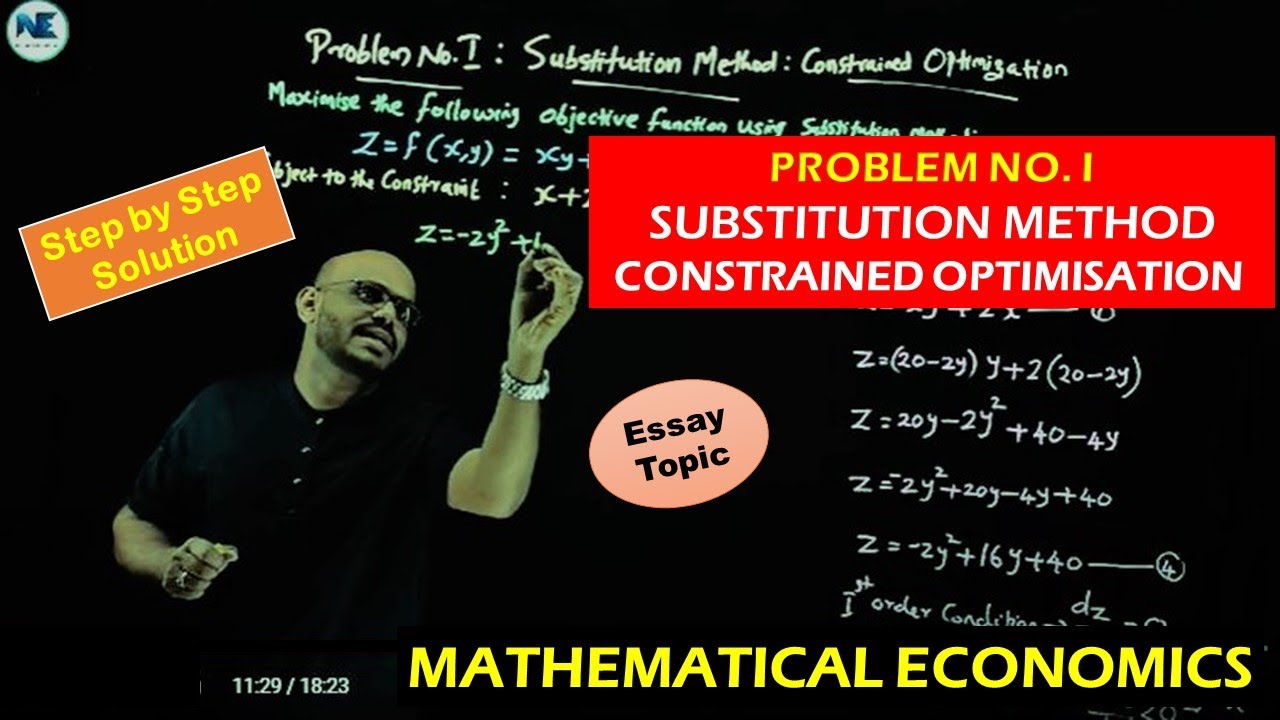 Problem I Substitution Method Constrained Optimisation Step By Step