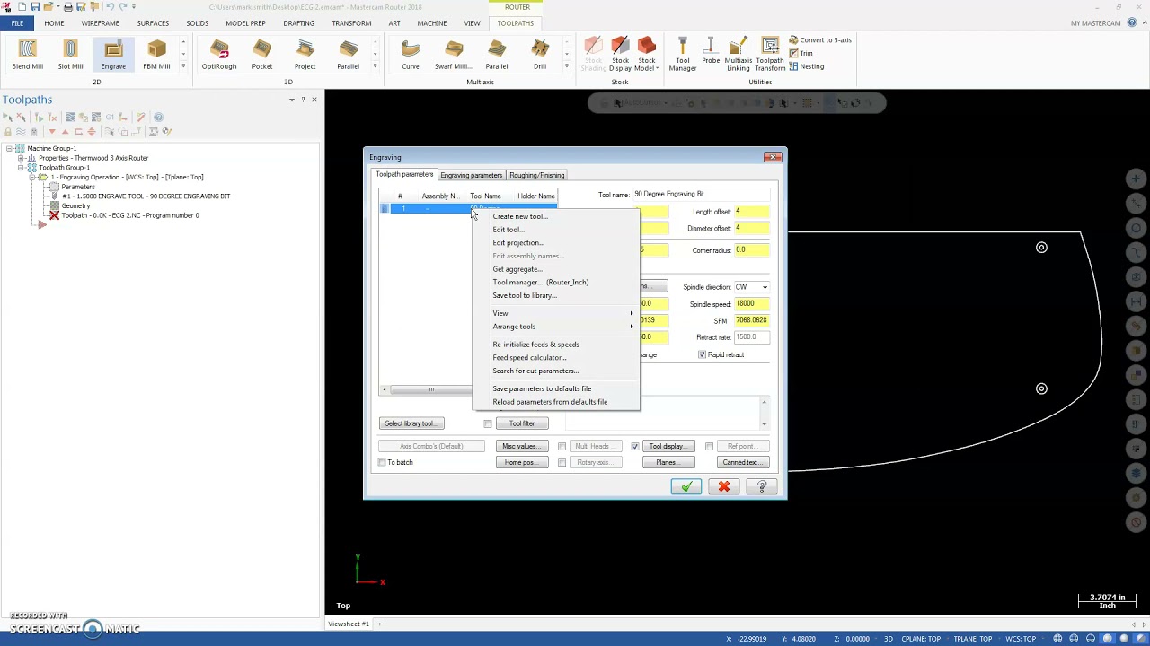 Creating Toolpath In Mastercam Youtube