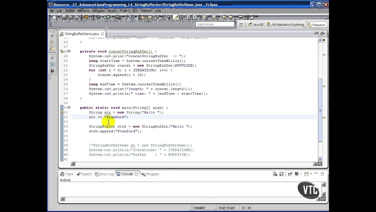 Advanced Java Tutorial The Stringbuffer Class Youtube