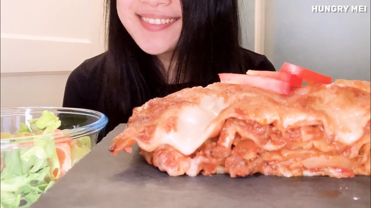Mukbang Homemade Lasagna Grape Tangerine Salad Youtube