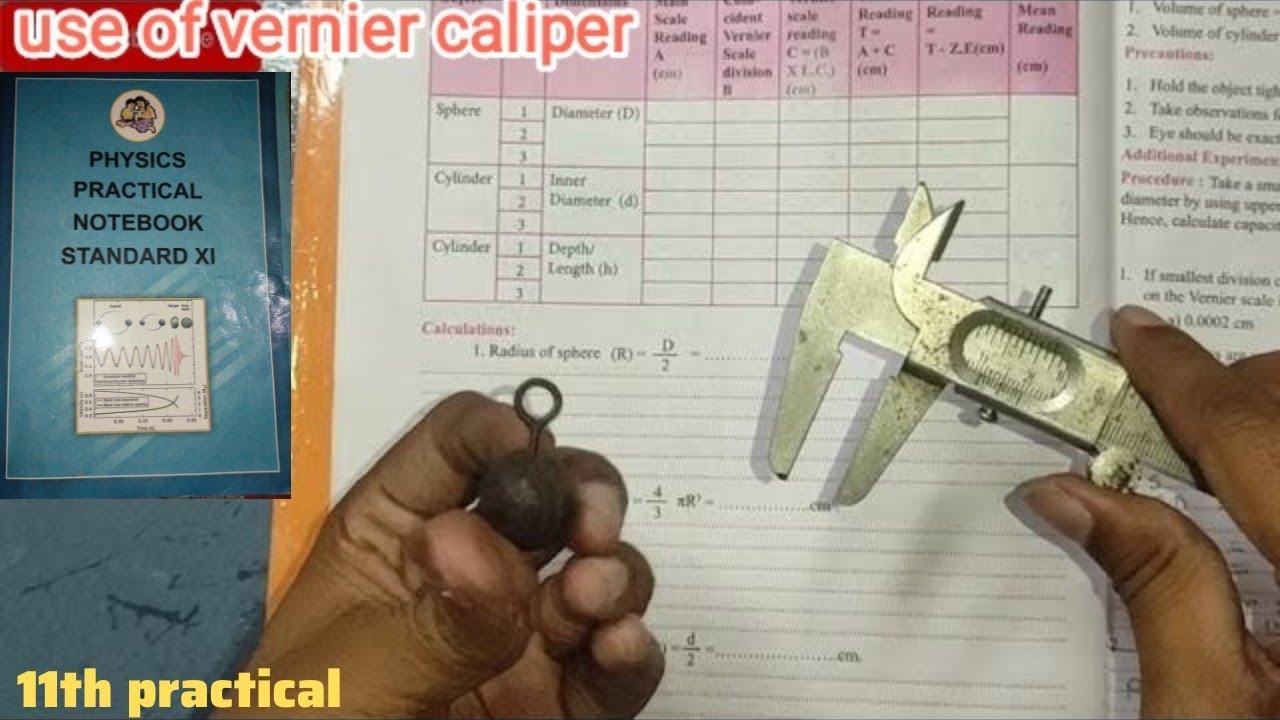 Class 11th Physics Practical Use Of Vernier Caliper 11thphysics