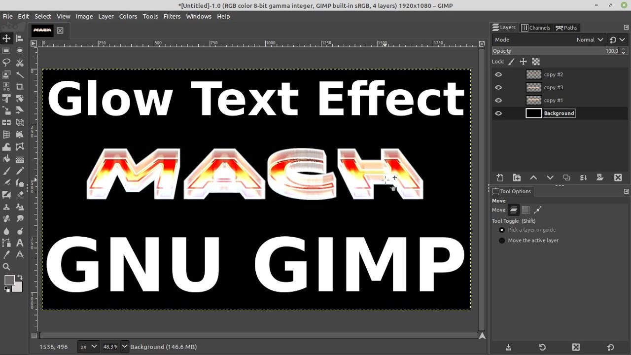 Glow 3d Text Effect In Gimp Tutorial Youtube