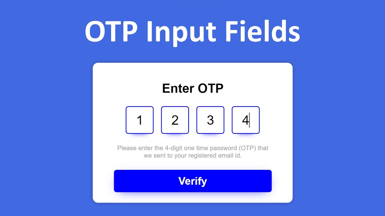 Otp Form Input Fields In Javascript Youtube