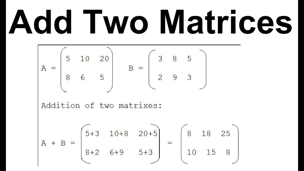 Program To Add Two Matrices C Java Code Examples Youtube