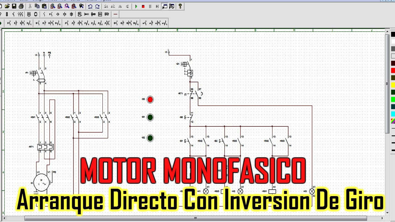Arranque Directo Con Inversión De Giro Motor Monofasico Youtube