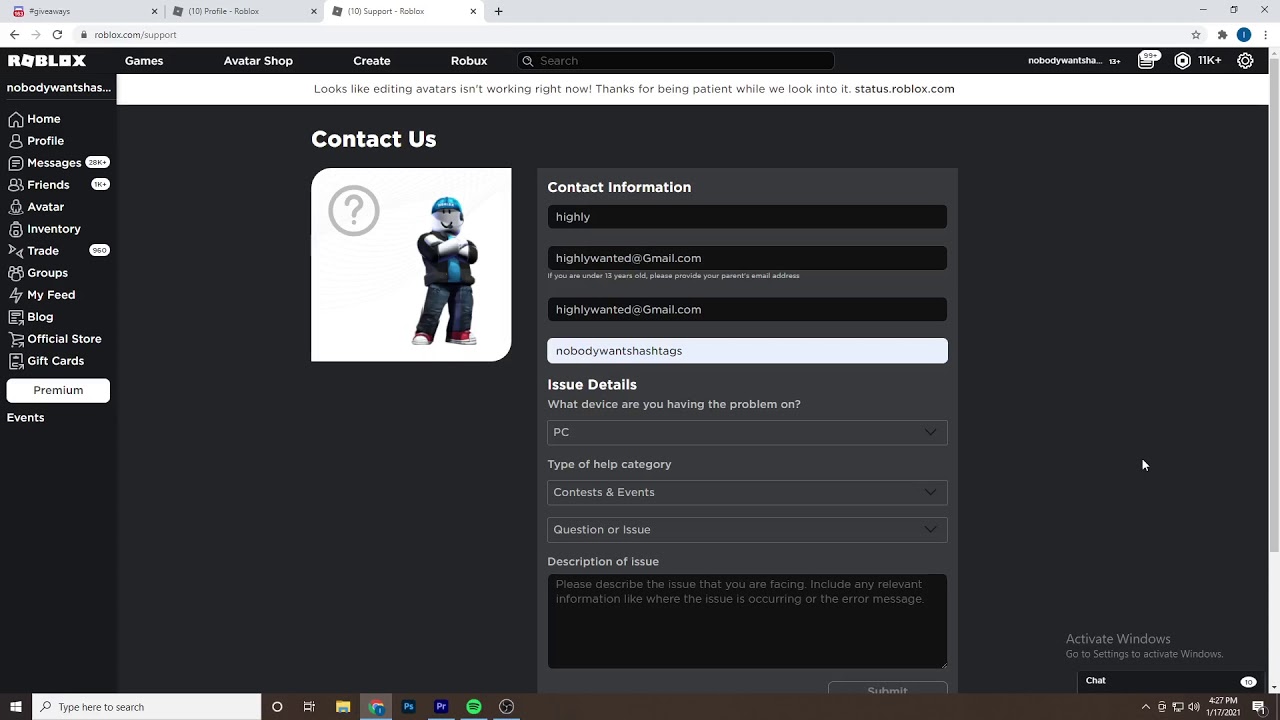 Roblox Support
