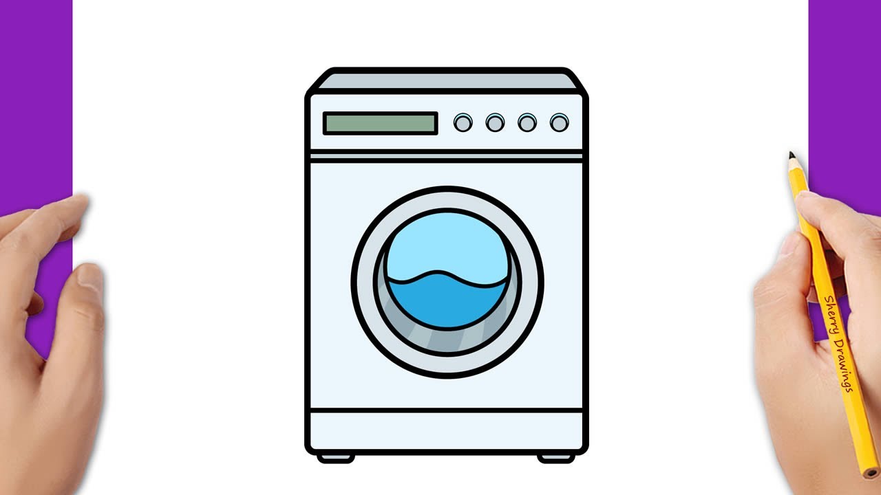 How To Draw A Washing Machine Easy Youtube