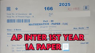 Ap Inter 1st Year Maths 1a 2025 March Question Papers Ipe Andhra Inter