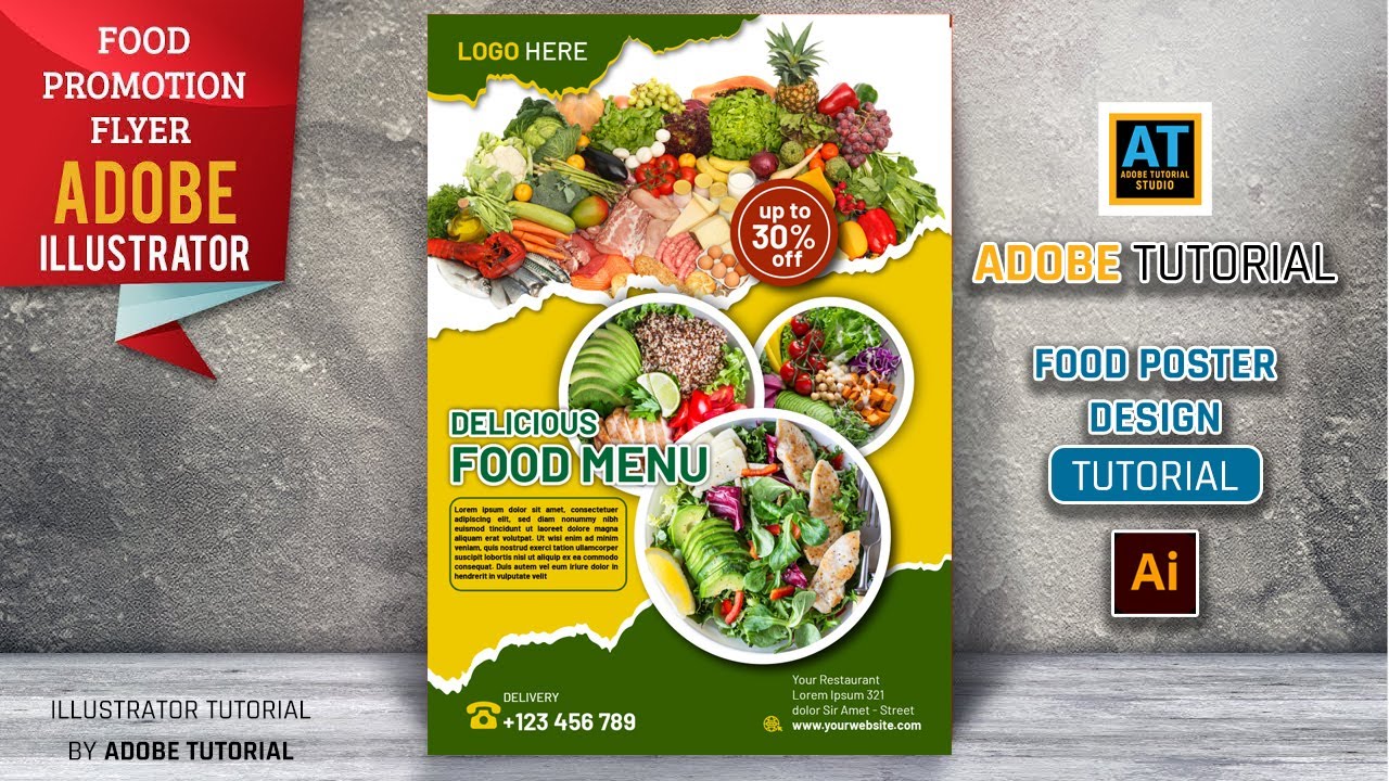 How To Design Food Flyer Illustrator Tutorial Adobe Tutorial Youtube