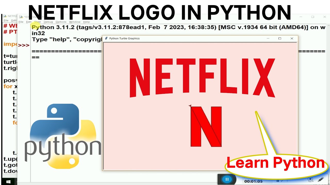 Netflix Logo In Python Language Python Graphics Programming Netflix