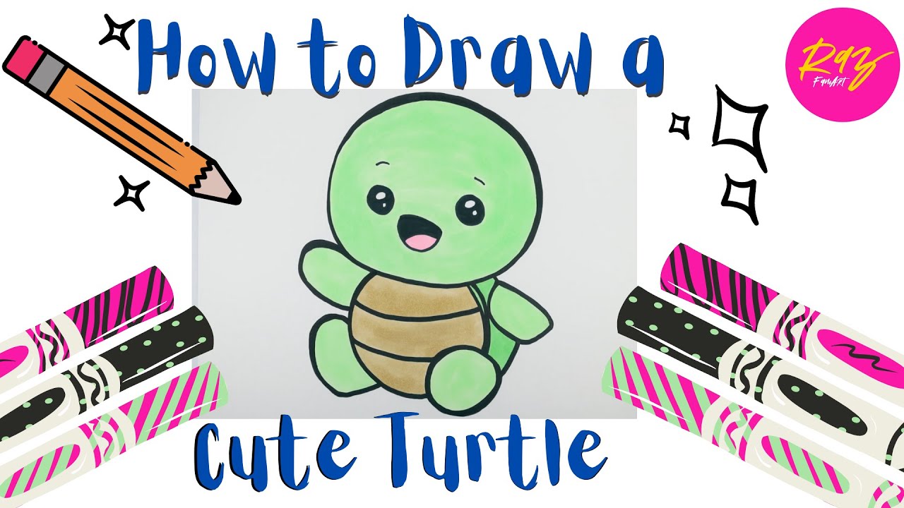 How To Draw A Cute Turtle Youtube