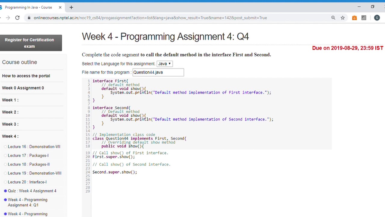 Programming In Java 2019 Week 4 Programming Assignment 4 Q4 Youtube