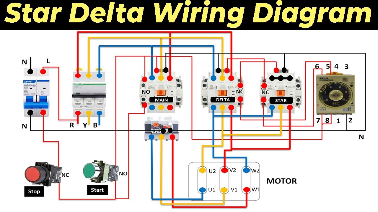 3 Phase Star Delta Motor Connection Diagram With Timer Switch