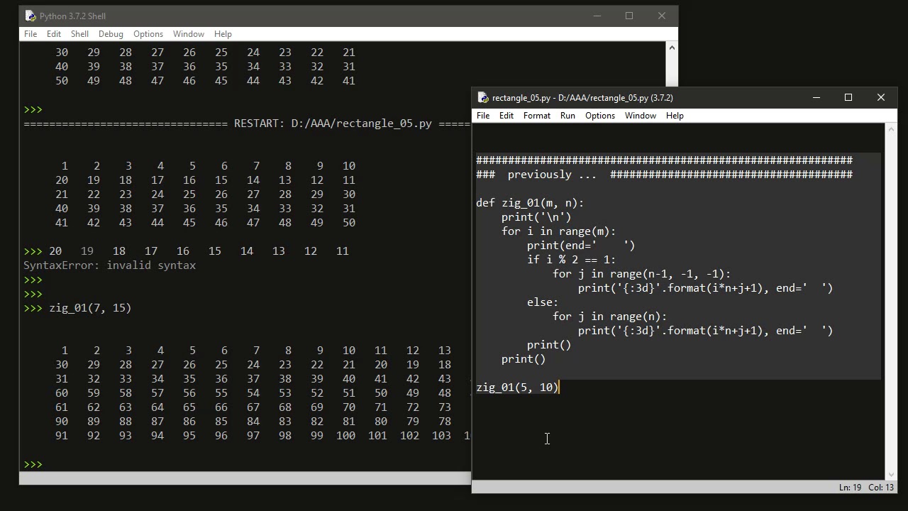 Python Programming For Fun Number Rectangle 5 Youtube
