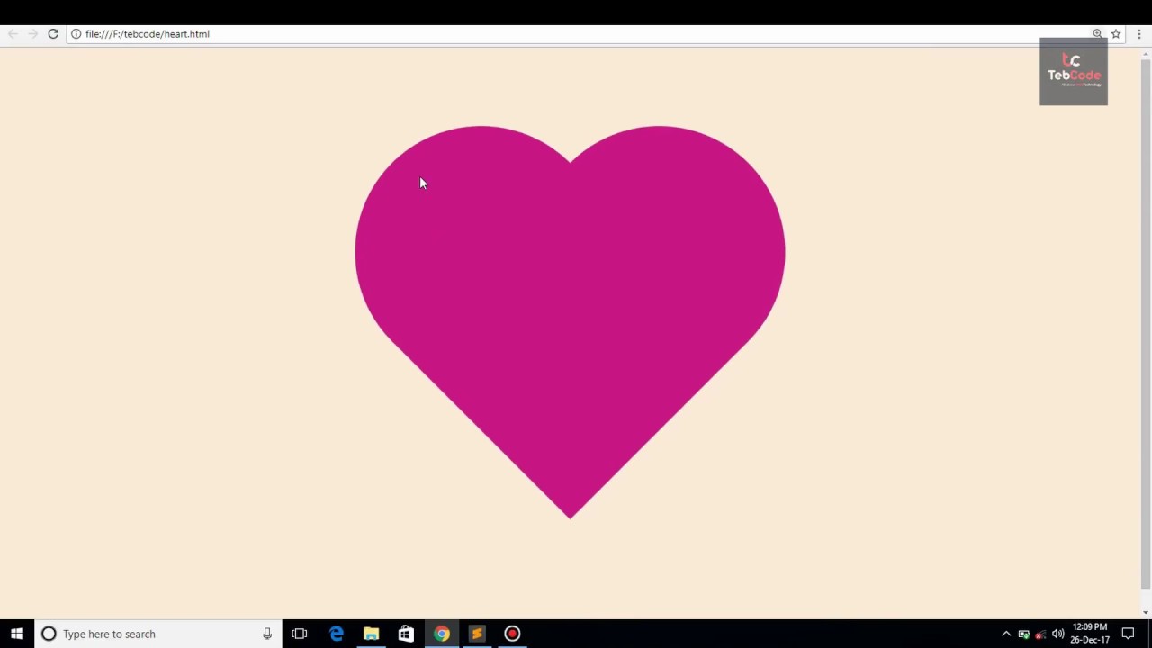 Creating A Heart Shape Using Css Css Shapes Tebcode Youtube