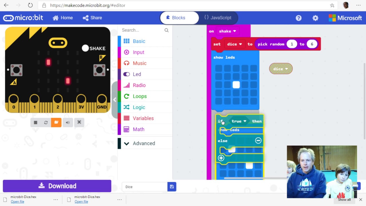 Makecode For Micro Bit Dice Youtube