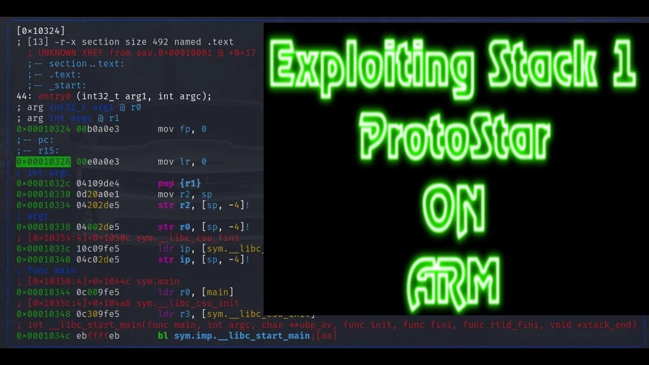 Exploiting Stack 1 From Protostar On Arm Azeria Labs Youtube