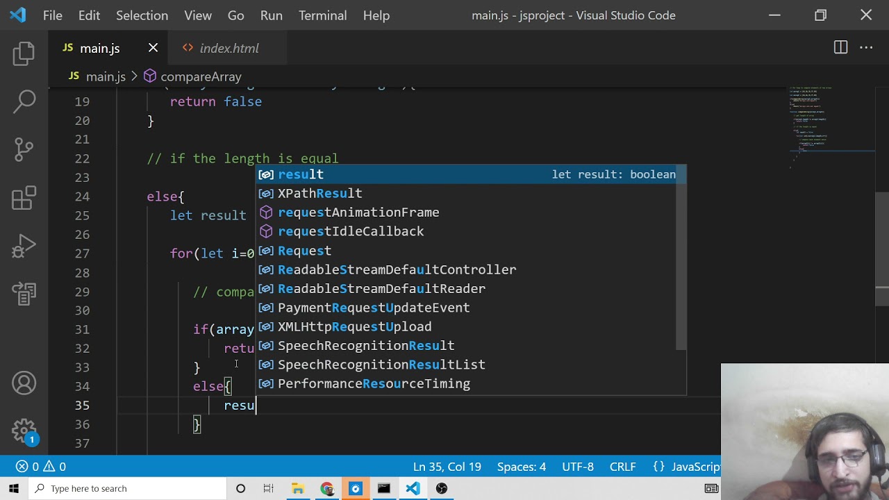 Javascript Tutorial To Compare Elements Of Two Arrays Using For Loop