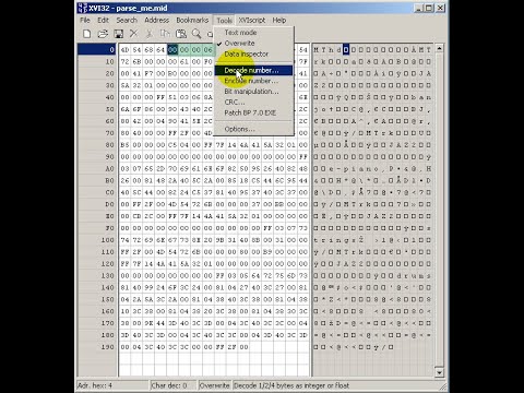 Midi Tour Of The Xvi32 Hex Editor For Viewing Standard Midi Files