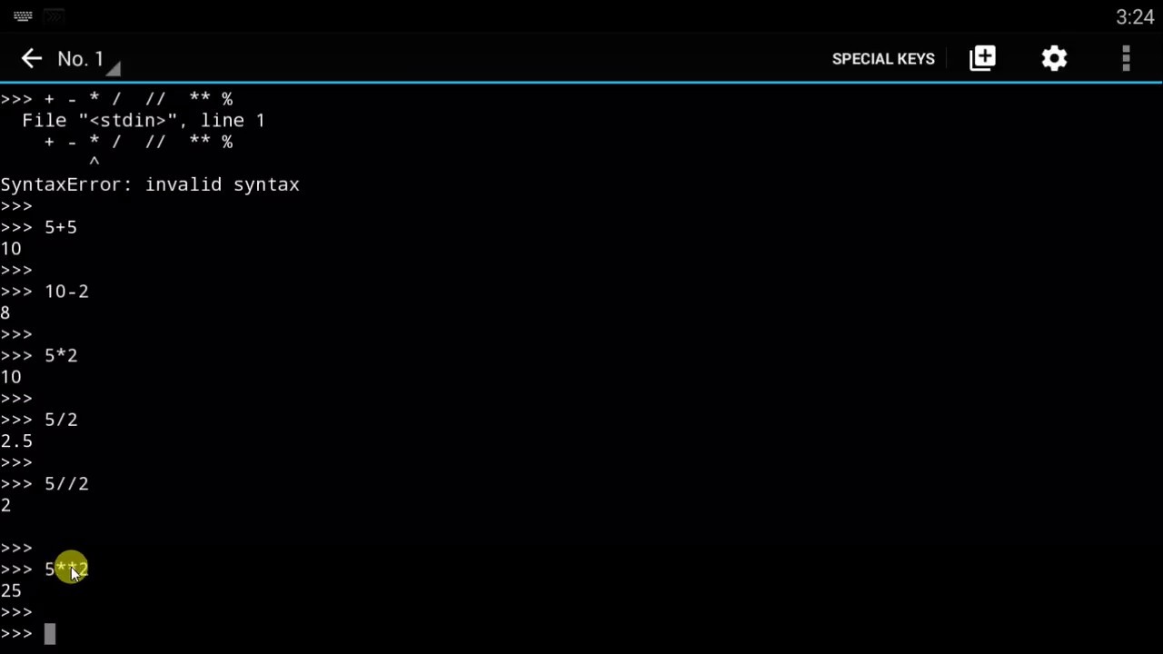 Qpython Tutorial 5 Basic Operators Youtube
