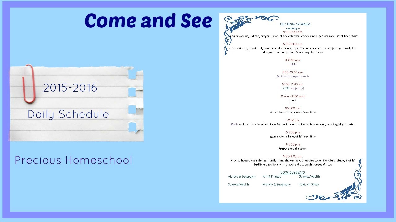 Our Daily Schedule Youtube