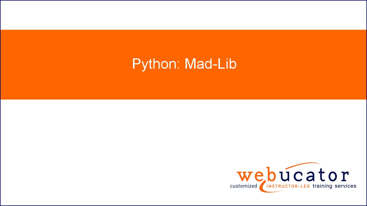 Python Mad Lib Youtube
