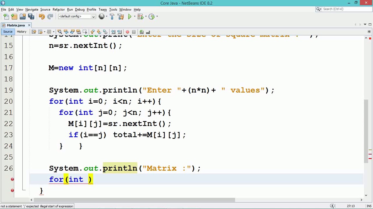 Two Dimensional Multi Dimensional Array In Java Sum Of Diagonal