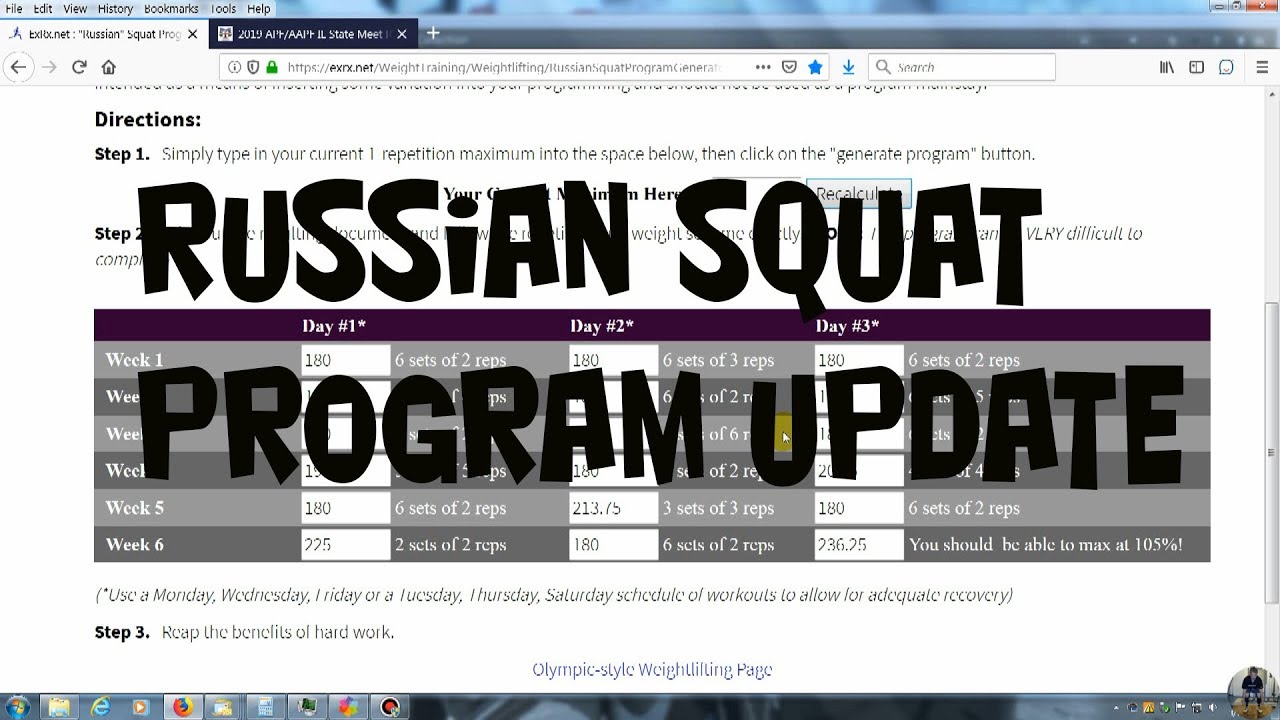 Russian Squat Program Update Youtube