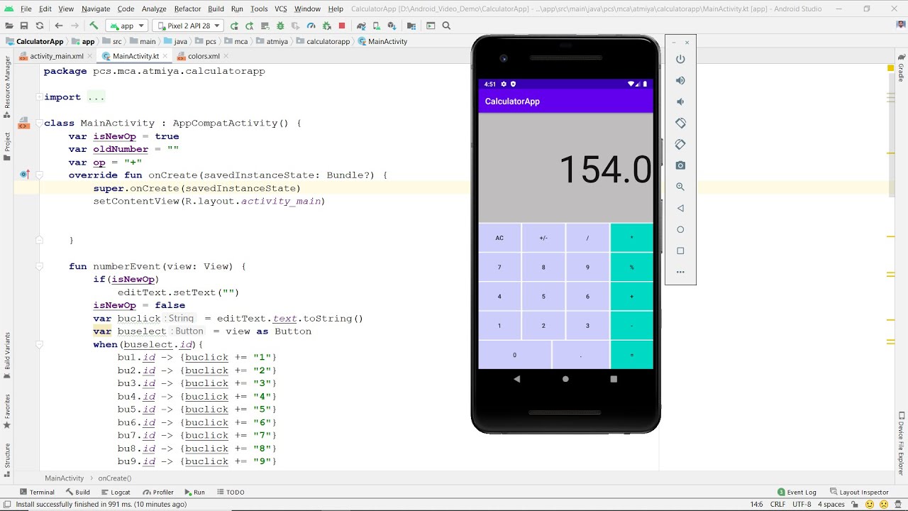 Calculator App Android Kotlin Youtube