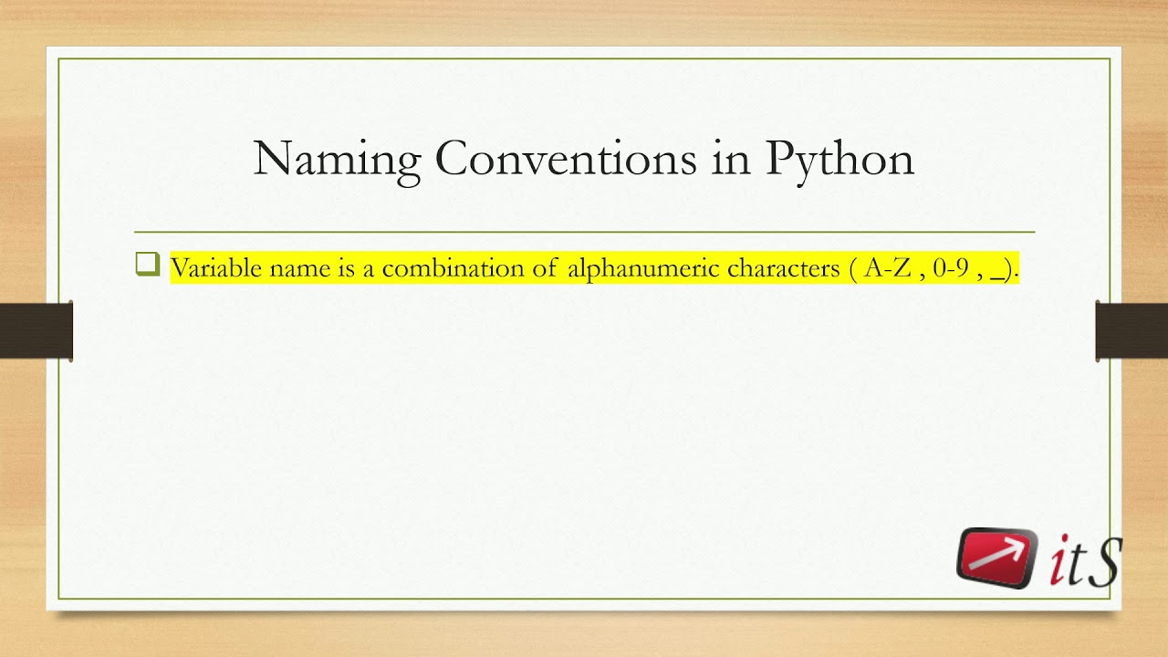1 13 Naming Convention Python Tutorial Its Youtube