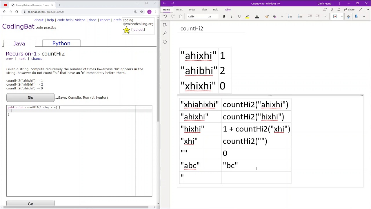 Recursion 1 Counthi2 Java Solution Codingbat Youtube