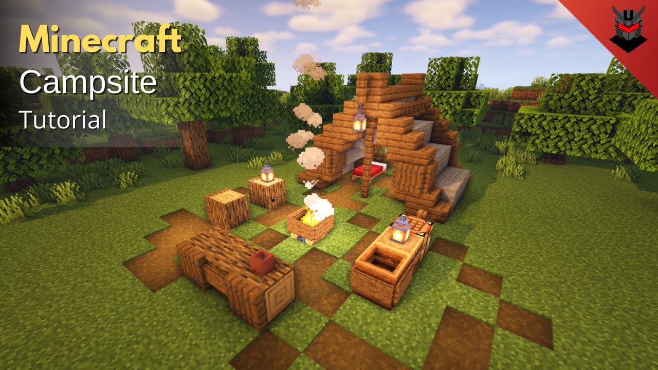 Minecraft How To Build A Campsite Simple Tent Tutorial Youtube