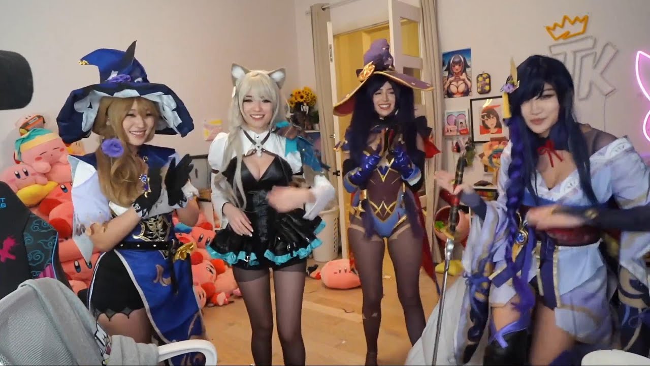 Emiru Pokimane Hyoon Aria Dancing In Cosplay Youtube