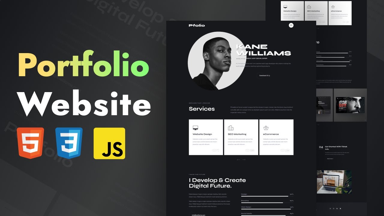 Build A Personal Portfolio Website Using Html Css Javascript Youtube