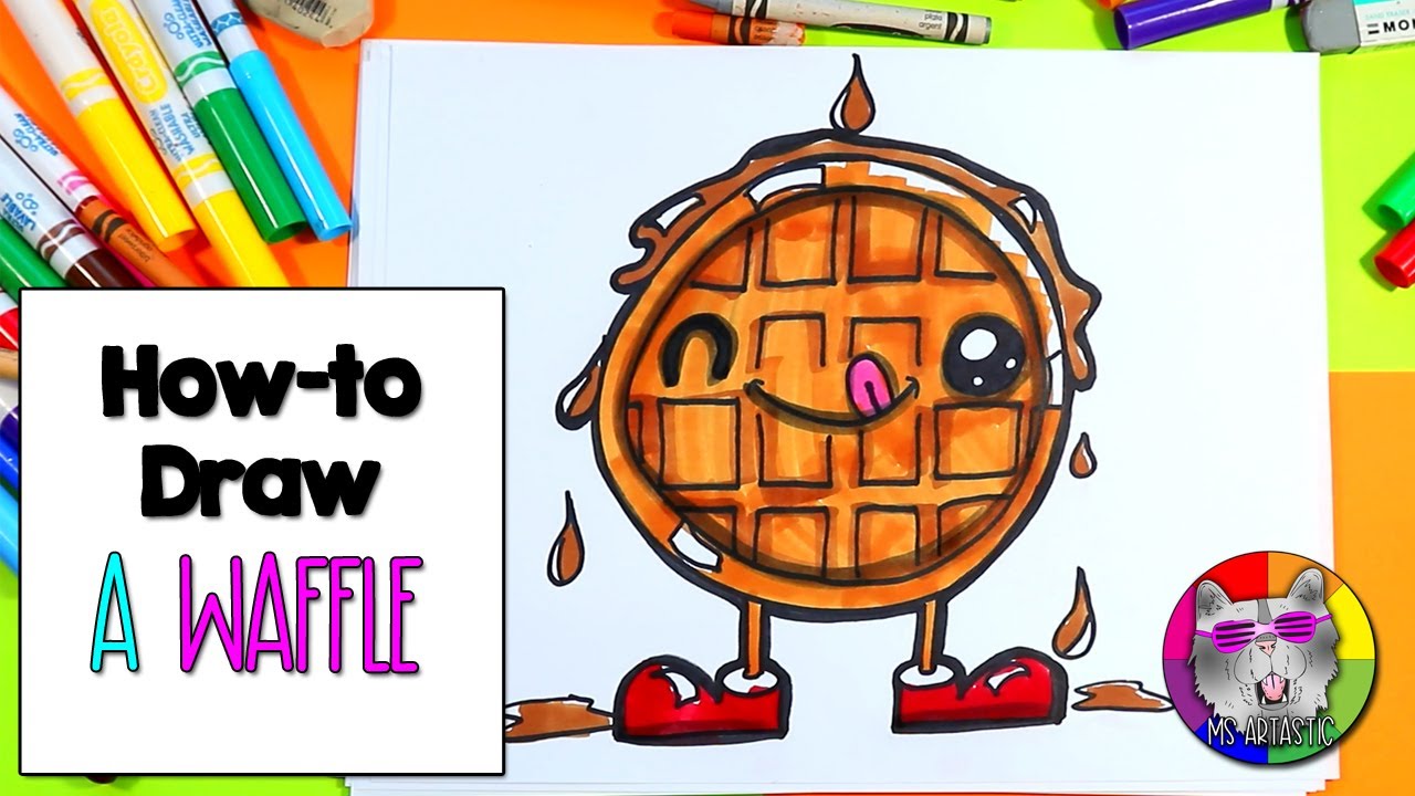 How To Draw A Cute Cartoon Waffle For Kids Youtube