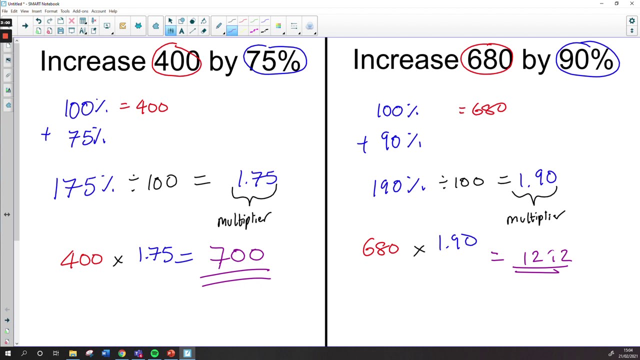 Percentage Increase And Decrease Using Multipliers Youtube