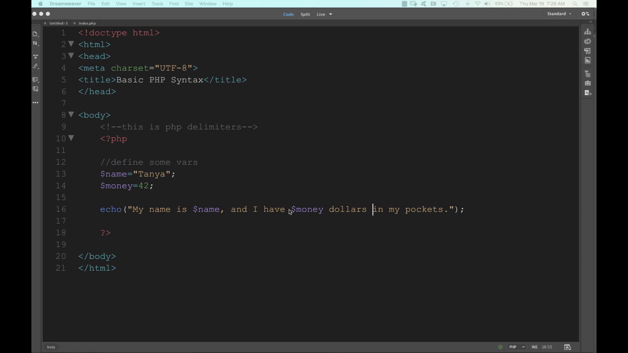 Basic Php Syntax Part 1 Youtube