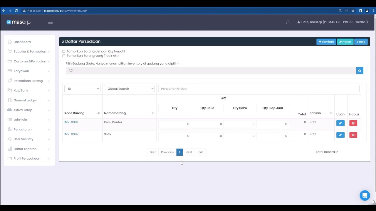 Tutorial Membuat Master Inventory Pada Program Maserp Youtube